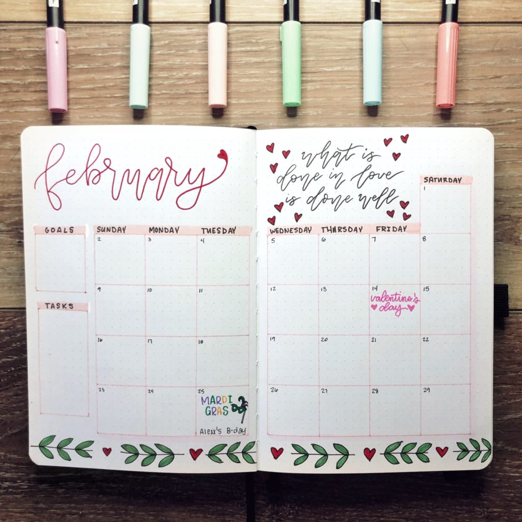 February Bullet Journal Set Up | 2020 - Rae's Daily Page