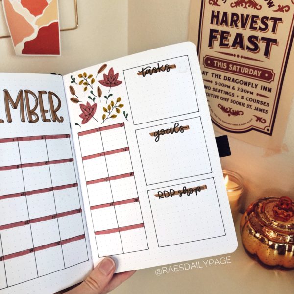 September Bullet Journal | Fall Leaves - Rae's Daily Page
