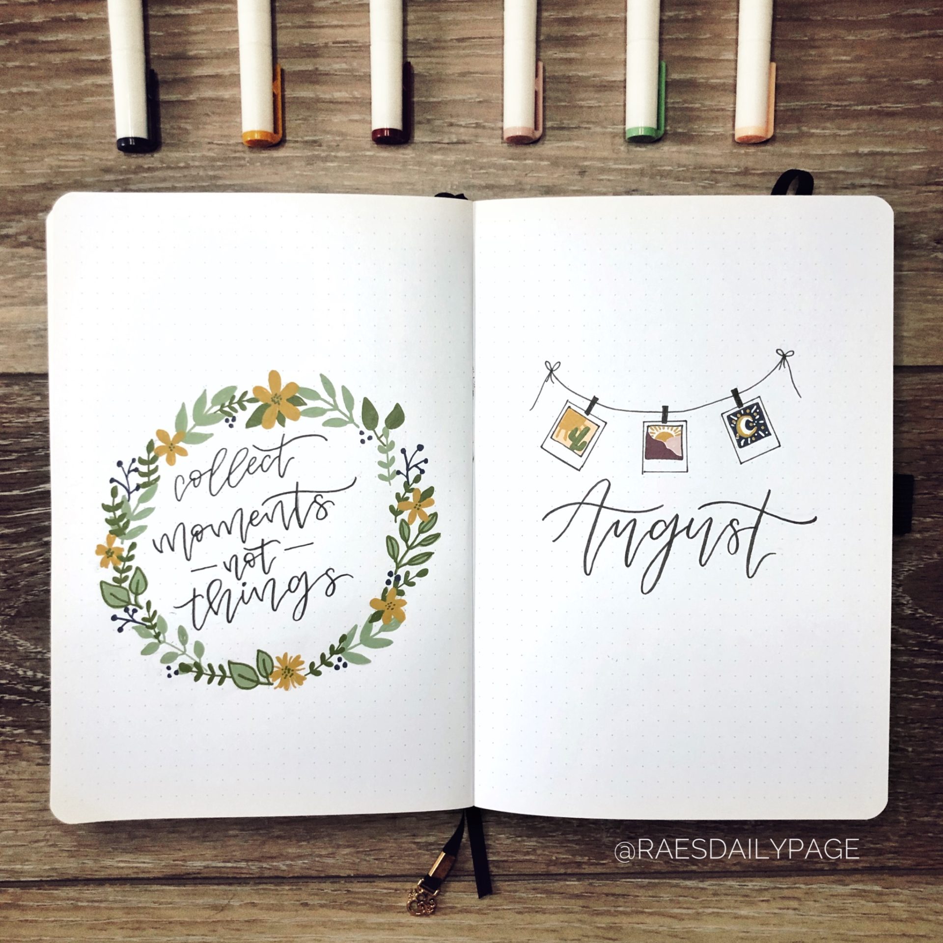 August Bullet Journal | Polaroids Theme - Rae's Daily Page