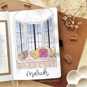 March Bullet Journal Set-Up | Cozy, Window Theme - Rae's Daily Page