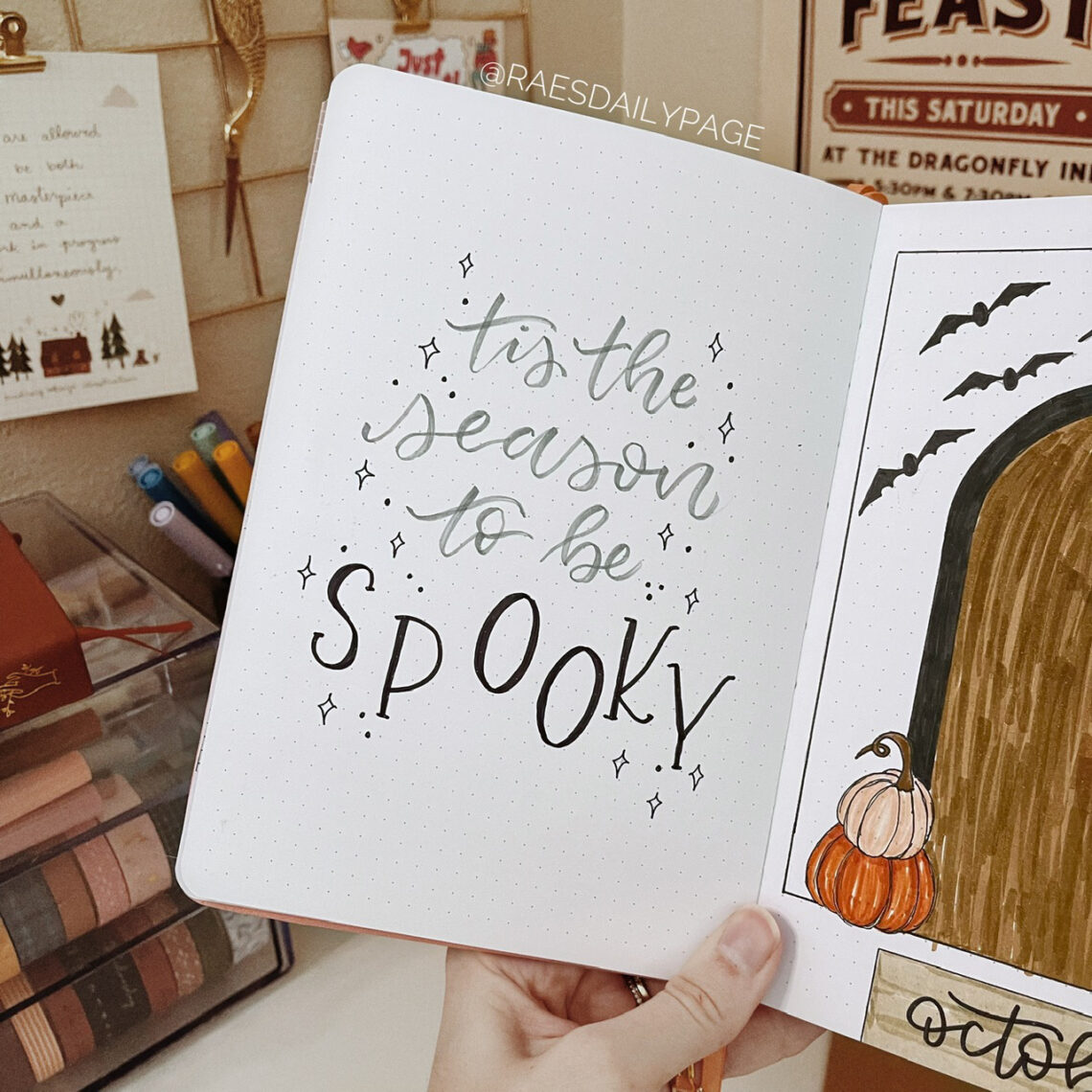 October Bullet Journal | Spooky Front Door - Rae's Daily Page