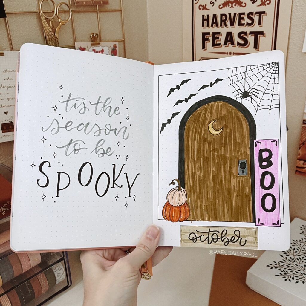 October Bullet Journal | Spooky Front Door - Rae's Daily Page